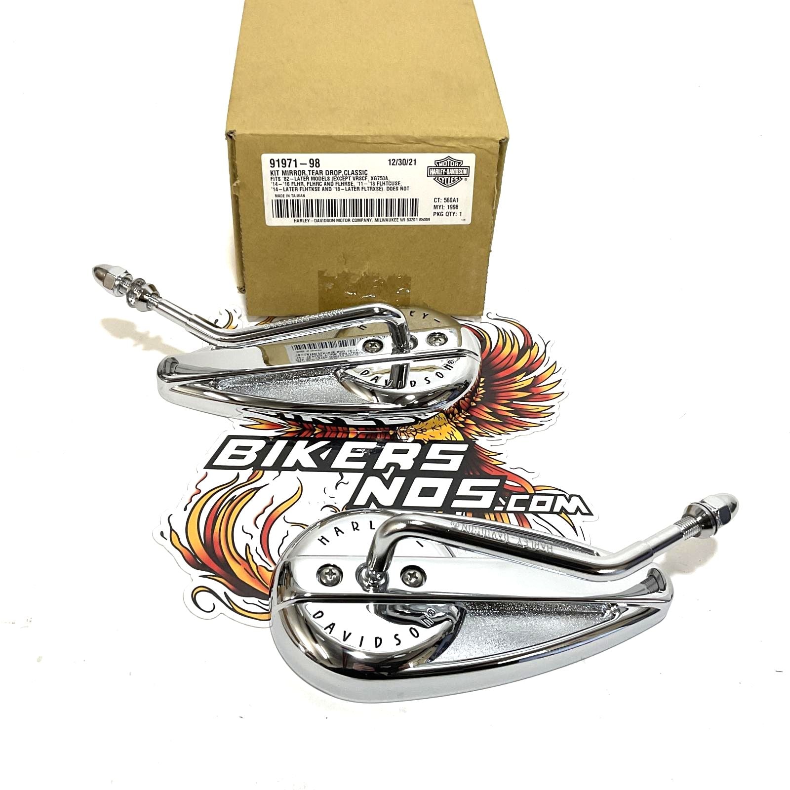 NEW Genuine Vintage Harley 1982 Up Classic Chrome Teardrop Mirrors 919