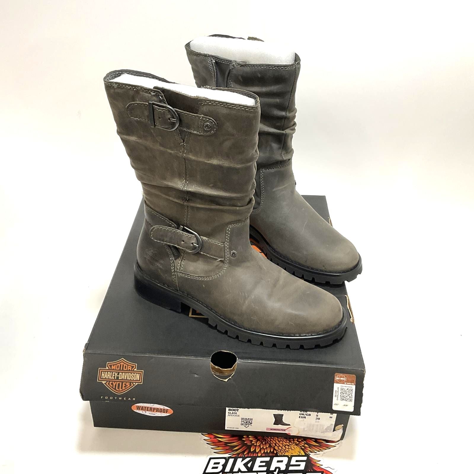 NEW Harley-Davidson Sz 7 Womens Almand WP Slate 9" Slouch Fashion Boot