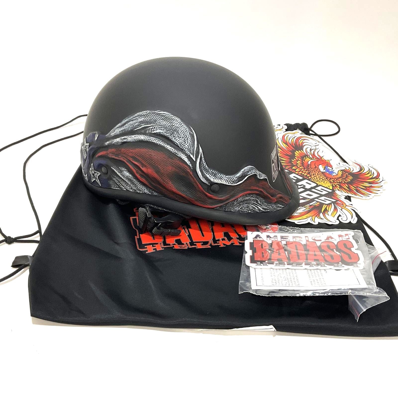 BADASS 3X Scars & Stripes Smallest DOT Certified Motorcycle Helmet BA-