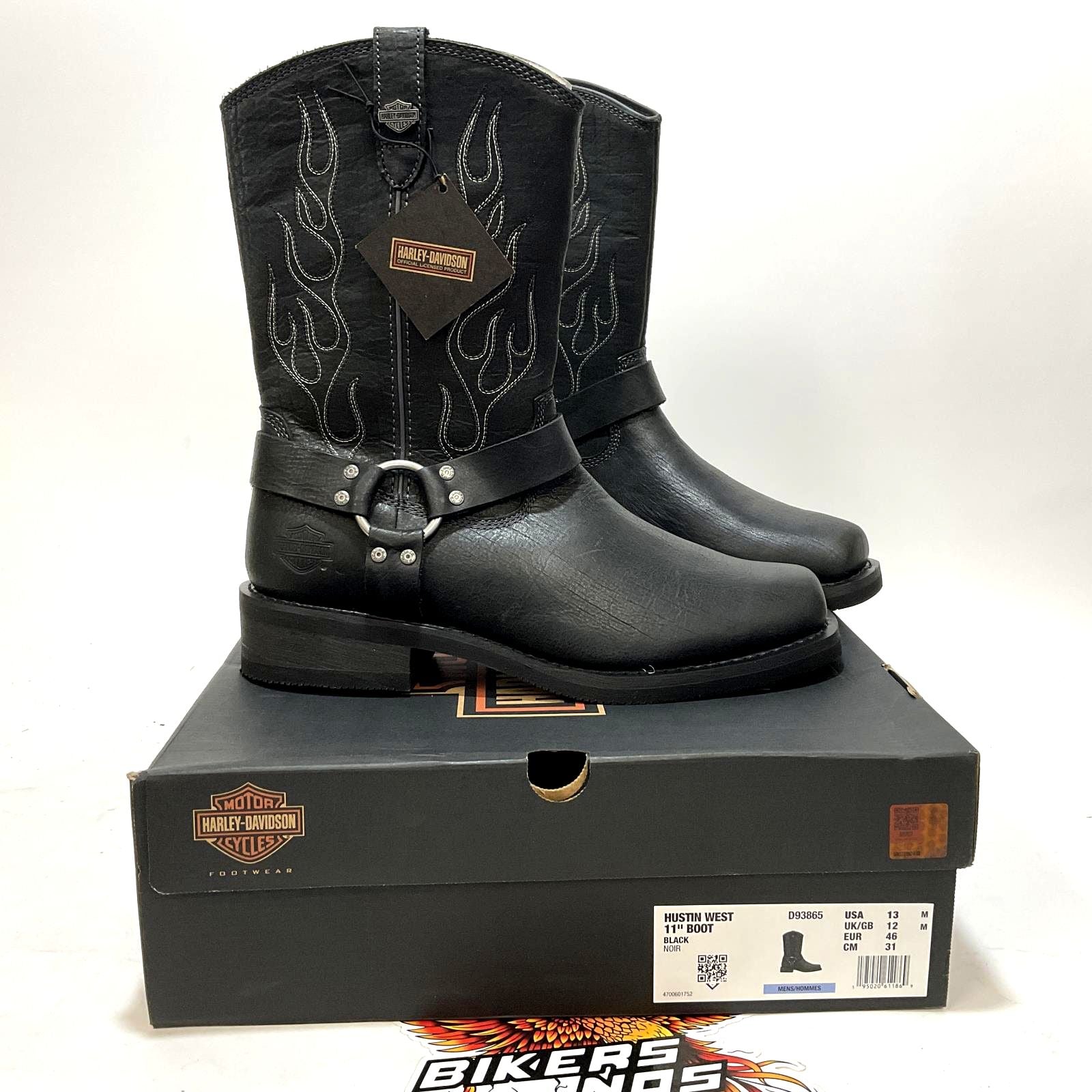NEW Harley Mens Size 13 Hustin West 11-Inch Black Motorcycle Boots D93