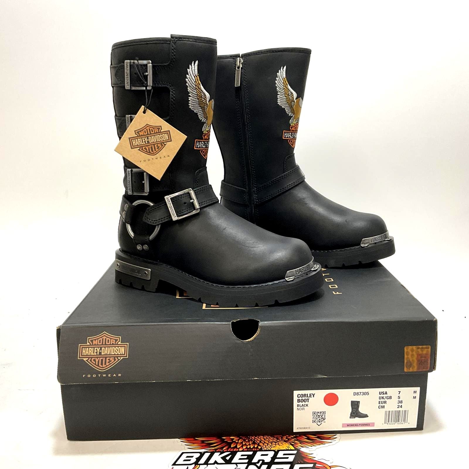 NEW Harley Womens Size 7 Corley 10-Inch Motorcycle Biker Boots Black D