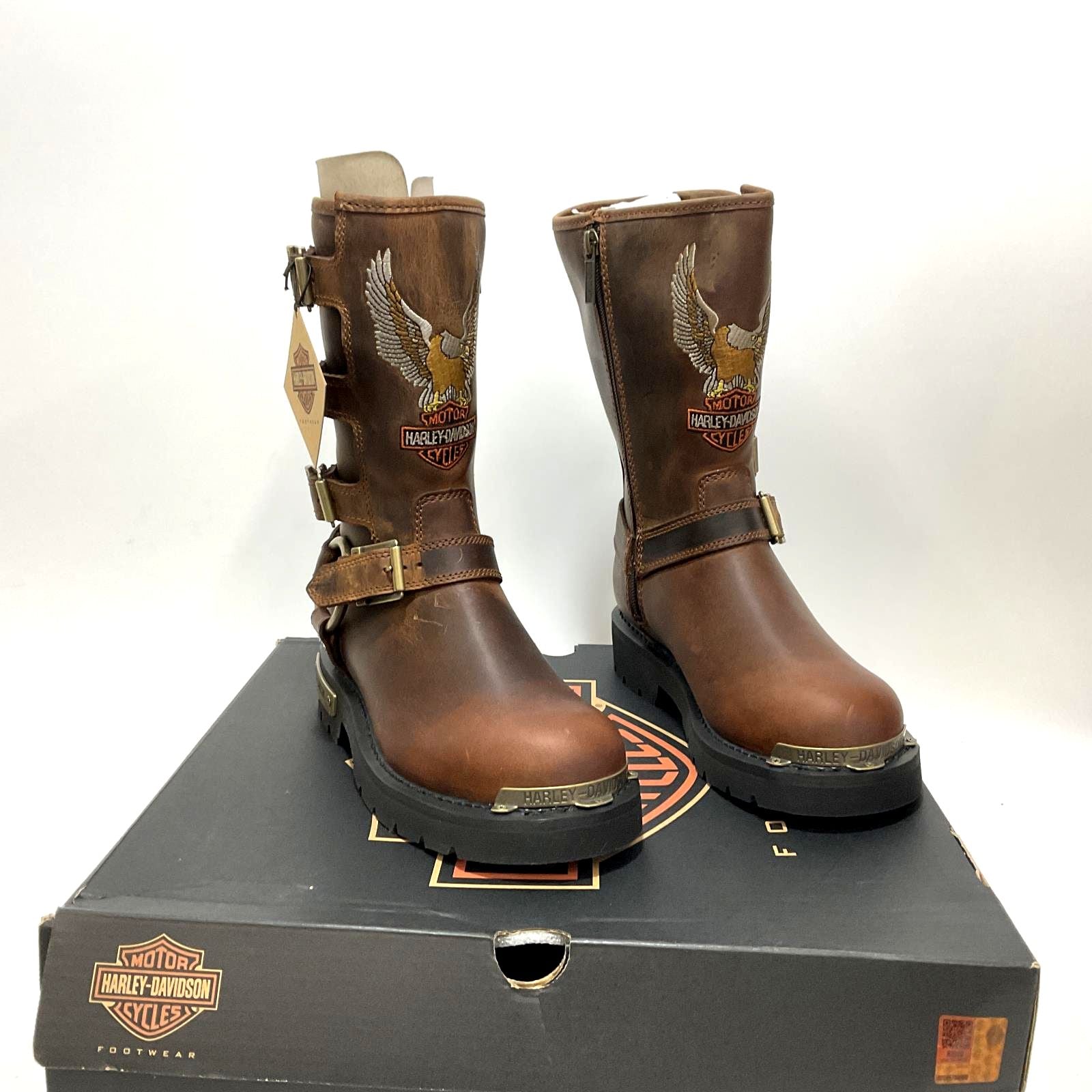 NEW Harley Womens Size 6.5 Corley 10-Inch Motorcycle Boots Brown D8730